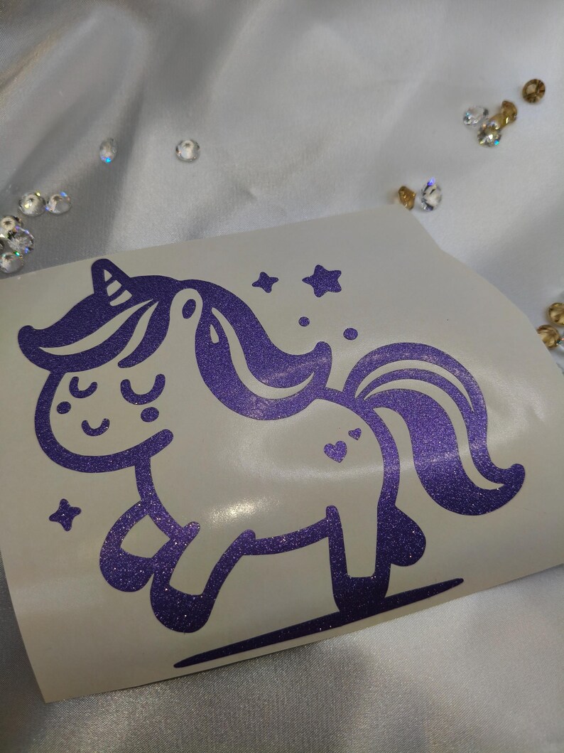 Car Sticker JDM Cute Happy Unicorn 10cm Long | Glitter Vinyl | Sparkle ...