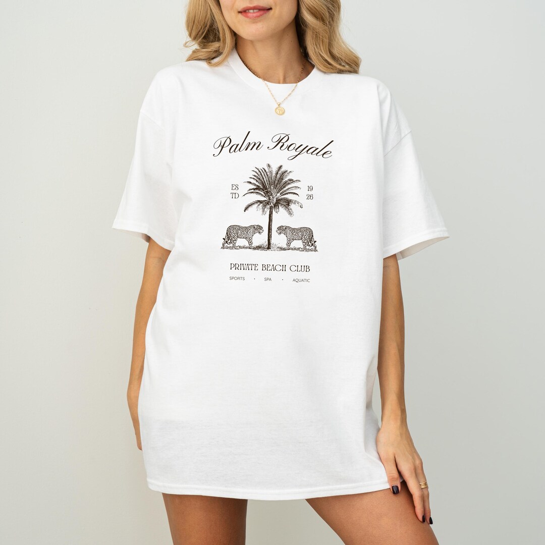 Palm Royale Beach Club | Brown Graphic | Gildan White T-shirt | Private ...