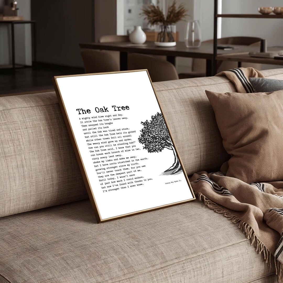 Oak Tree Poem Print | Inspirational Nature Wall Art (digital Download ...
