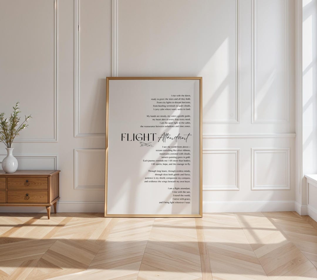 Poem for Flight Attendants | Gift Print | Aviation Wall Art (digital ...
