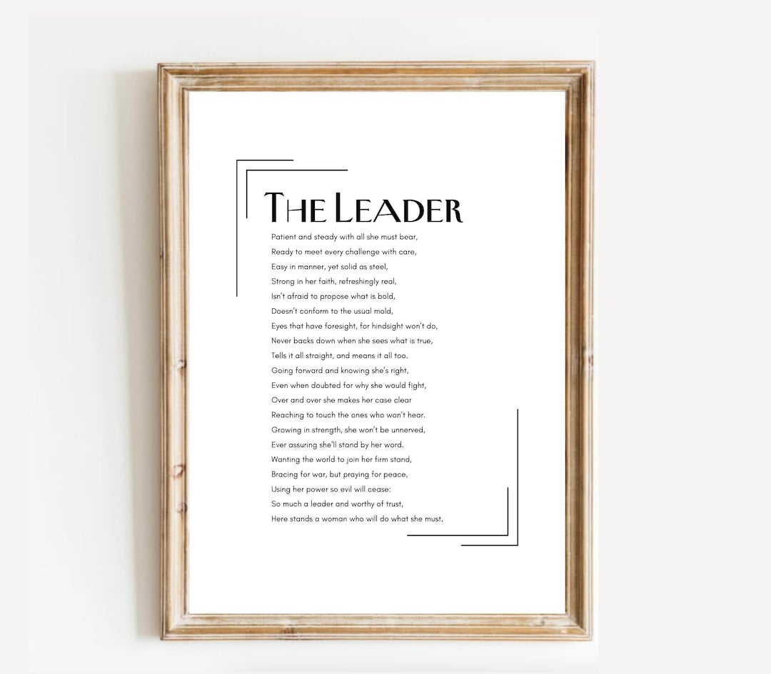 The Leader Poem Poster | Gift for Boss – Male & Female Versions ...