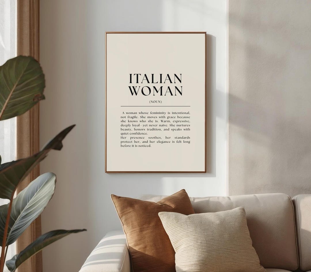Italian Woman Definition Wall Art | Feminine Power Quote Print (digital ...