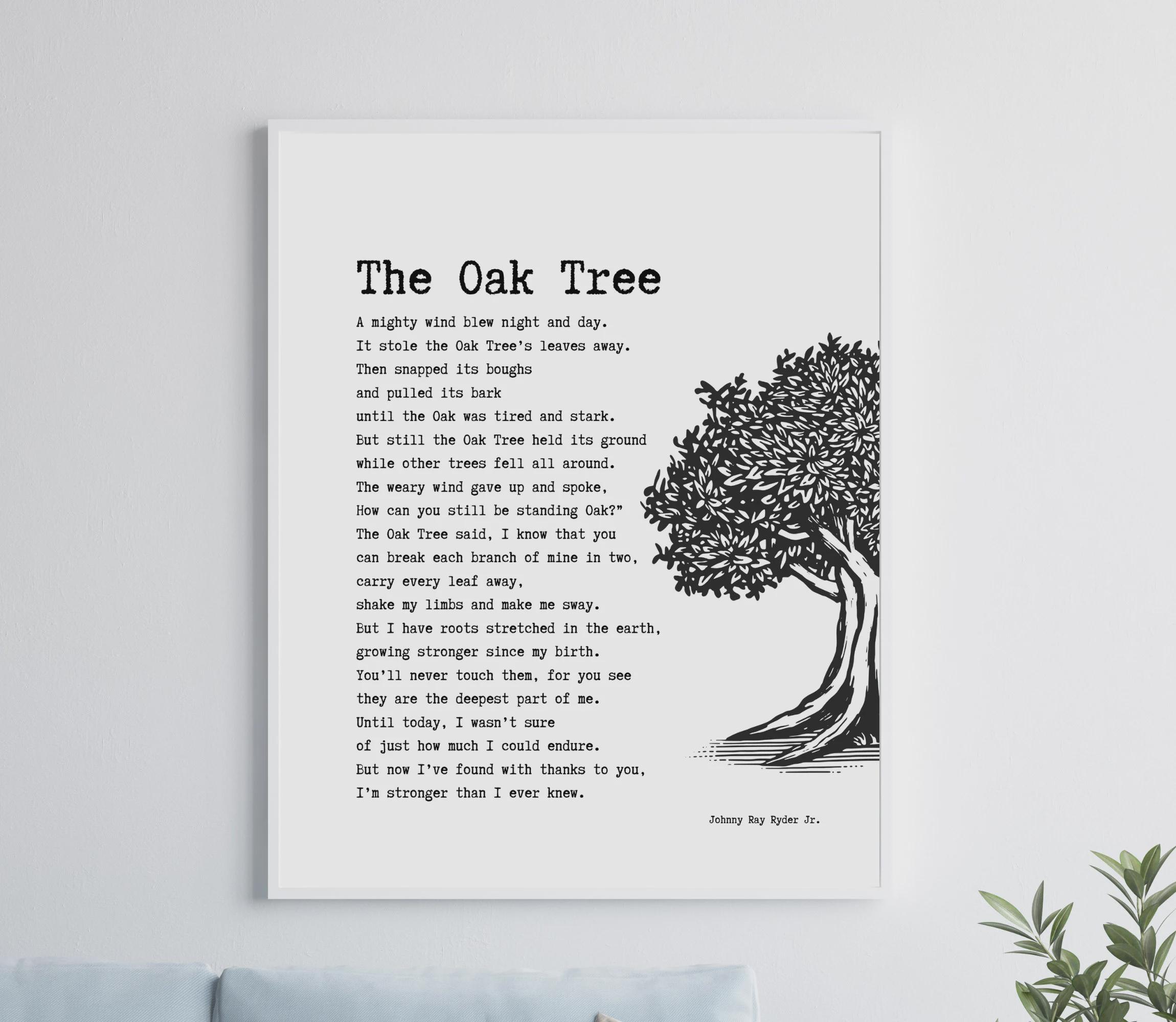 Oak Tree Poem Print | Inspirational Nature Wall Art (digital Download ...