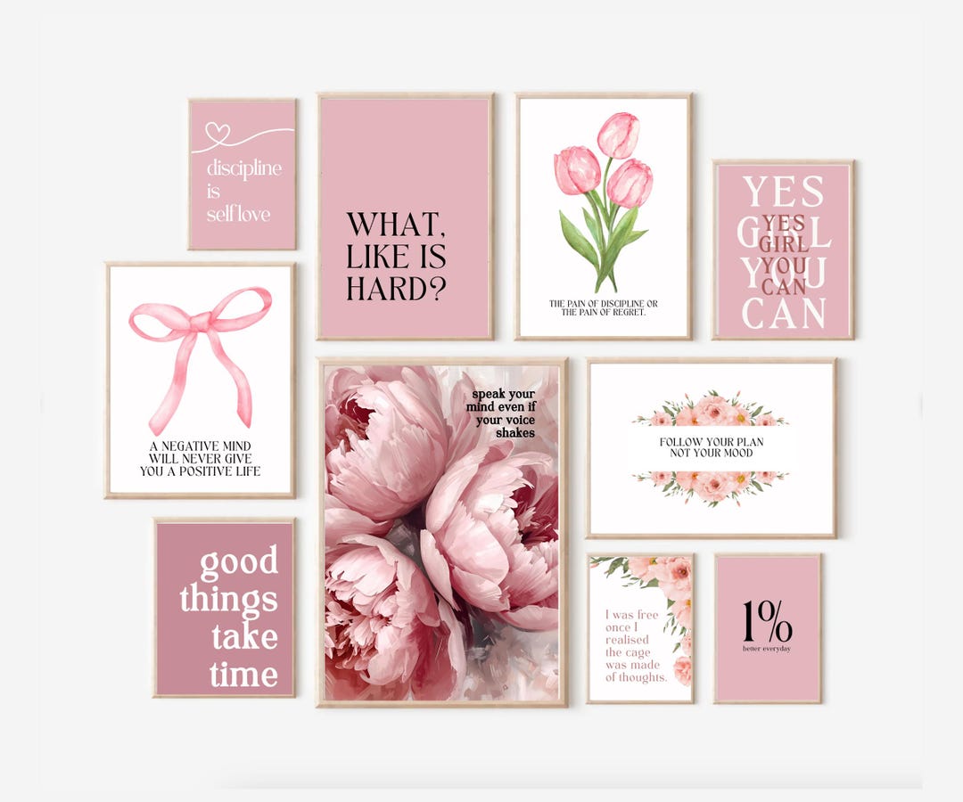 Pink Motivational Quote Prints: Feminine Office Decor (digital Download ...