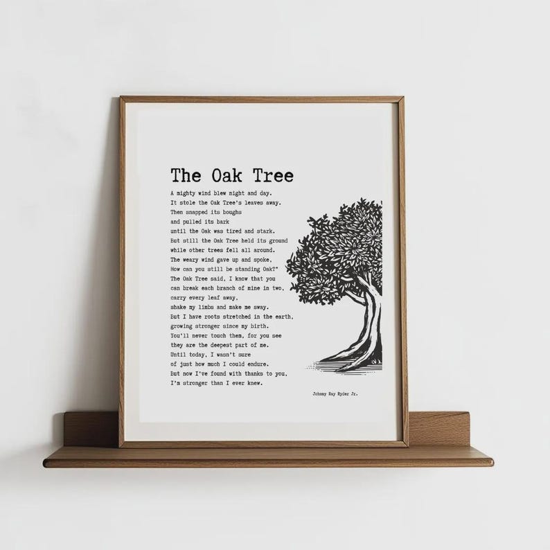 Oak Tree Poem Print | Inspirational Nature Wall Art (digital Download ...