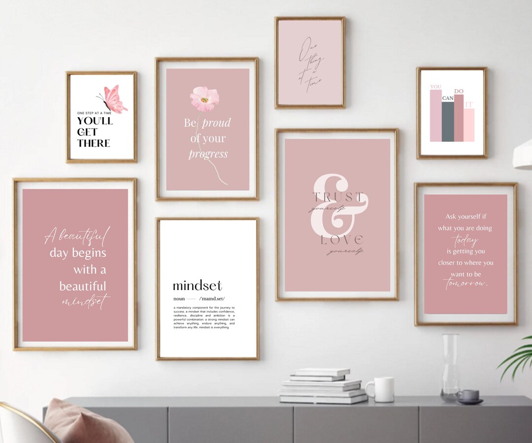 Pink Motivational Quote Prints: Feminine Office Decor (digital Download ...