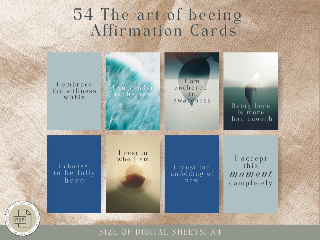 The Art of Beeing - 54 Printable Affirmation Cards | Mindfulness ...