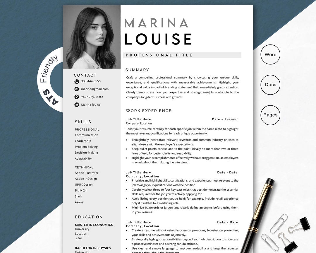 Editable Modern CV TEMPLATE for Microsoft Word, Professional Resume ...