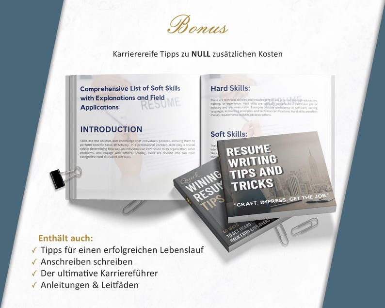 German Resume Template: CV Cover Letter, References (word, Google Docs ...