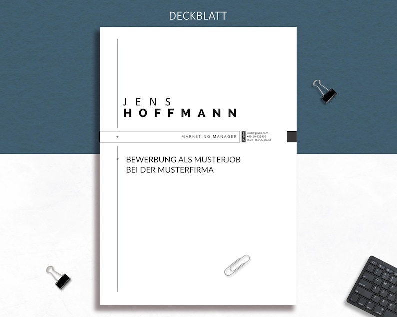 German Resume Template: CV Cover Letter, References (word, Google Docs ...