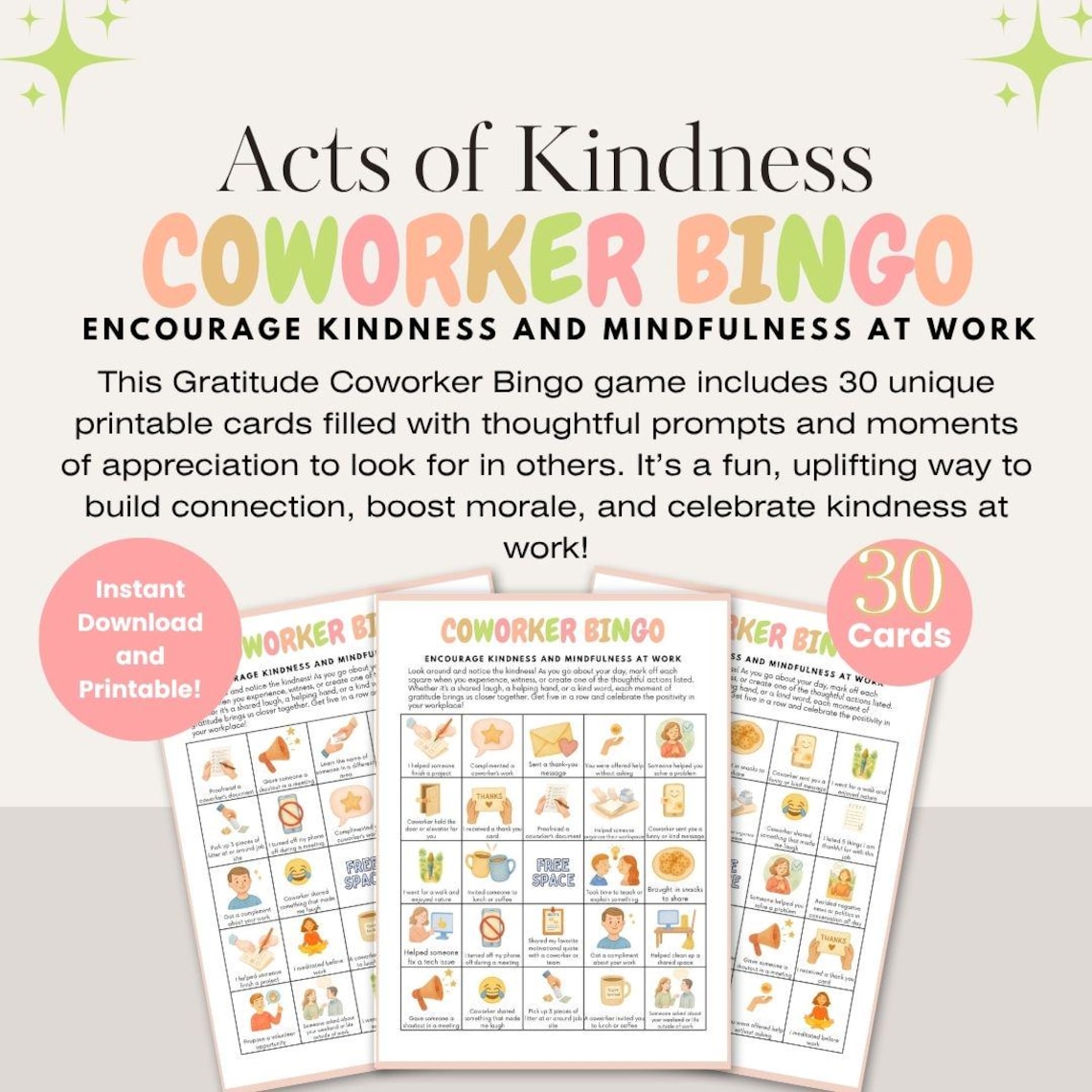 Gratitude Coworker Bingo Game, Team Building (digital Download) - Etsy