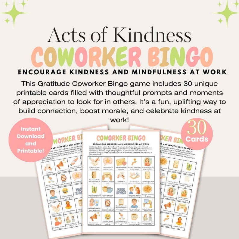 Gratitude Coworker Bingo Game, Team Building (digital Download) - Etsy
