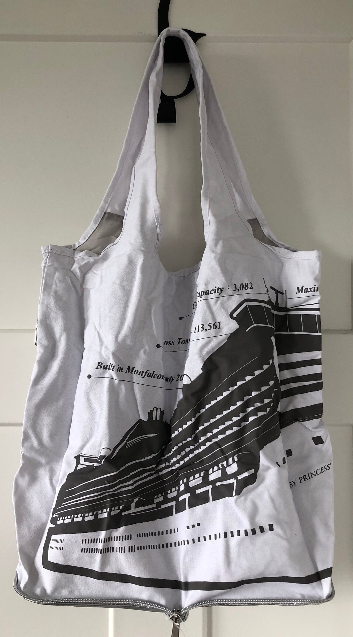 New NWT Princess Cruises Ruby Ship White Canvas Folding Eco Tote Bag ...