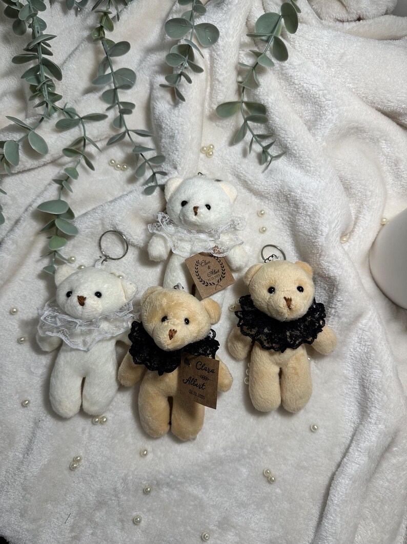 Mini Teddy Bear Keychain: Custom Tag Wedding Favor - Etsy