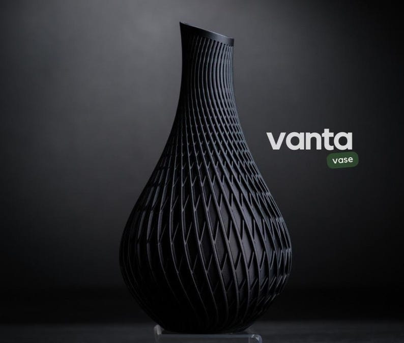Vanta Vase – Modern Black 3D Printed Decorative Vase | Minimalist Home Decor - Etsy