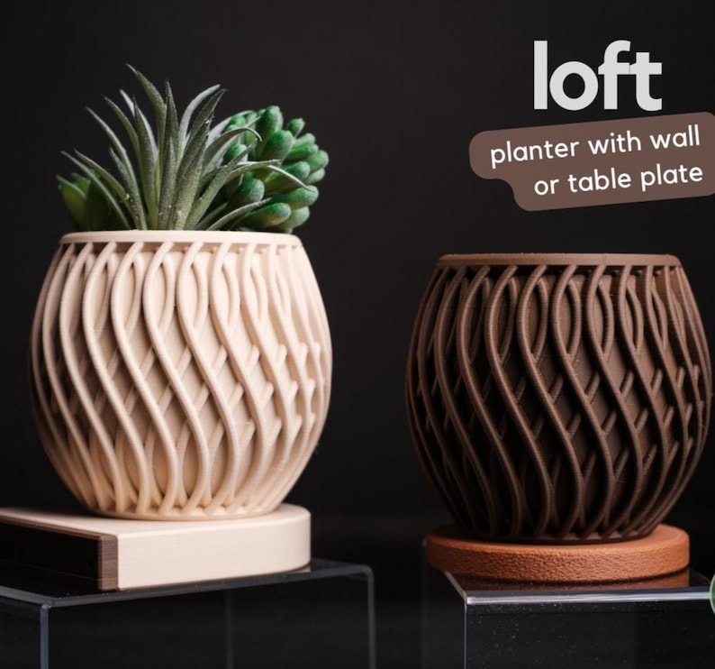 Loft Planter – Modern 3D Printed Planter With Wall or Table Plate - Etsy