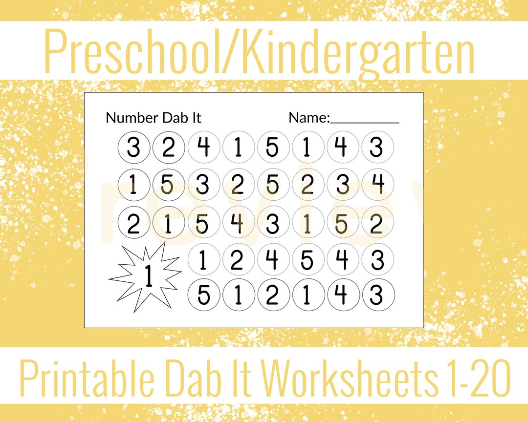Preschool Number Dab Game Numbers 1-20 20 Pages Dab It - Etsy