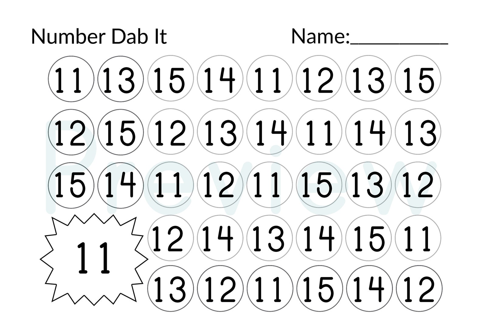 Preschool Number Dab Game Numbers 1-20 20 Pages Dab It - Etsy