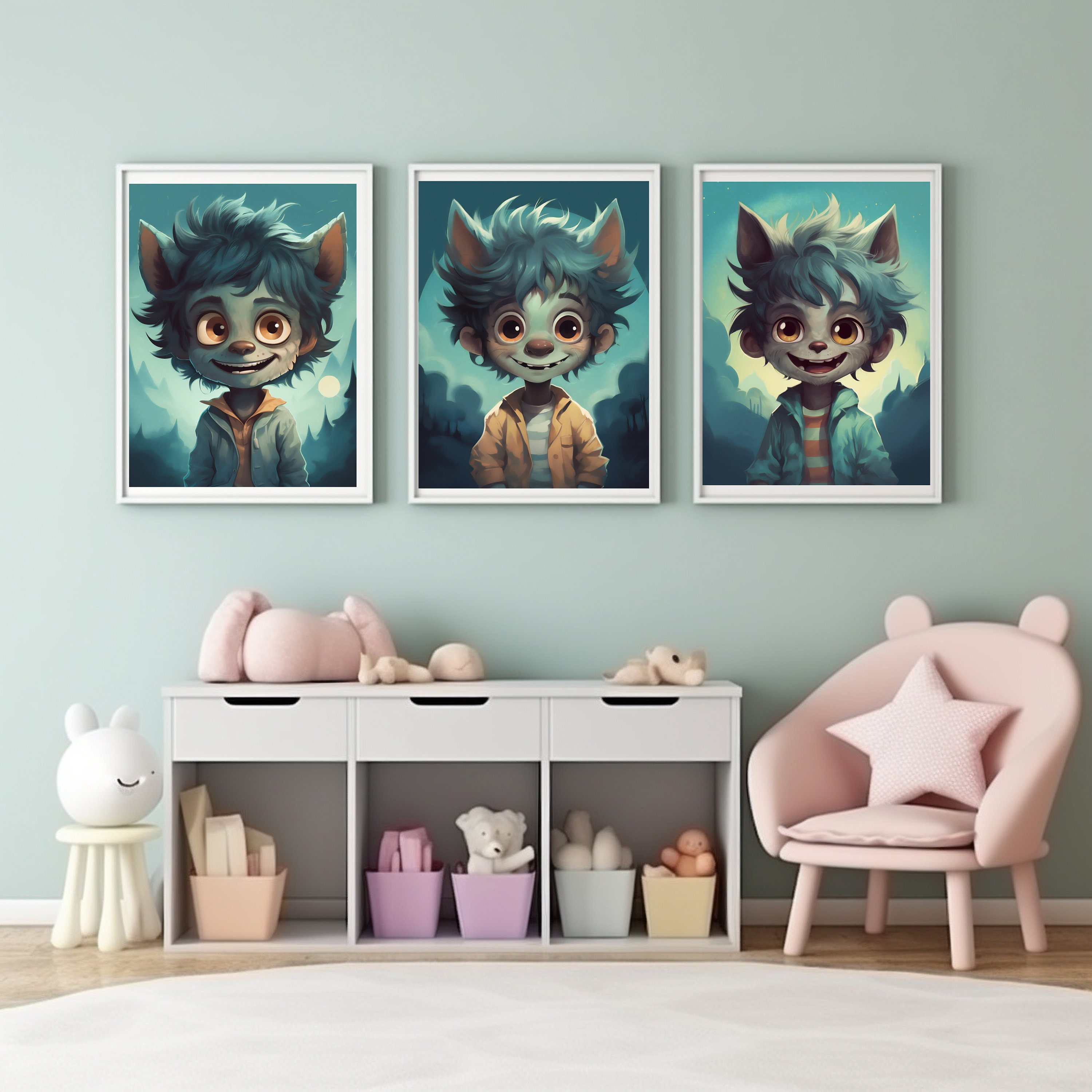 Child Werewolf Prints for Kids Room, DIGITAL DOWNLOAD, Werewolf Poster ...