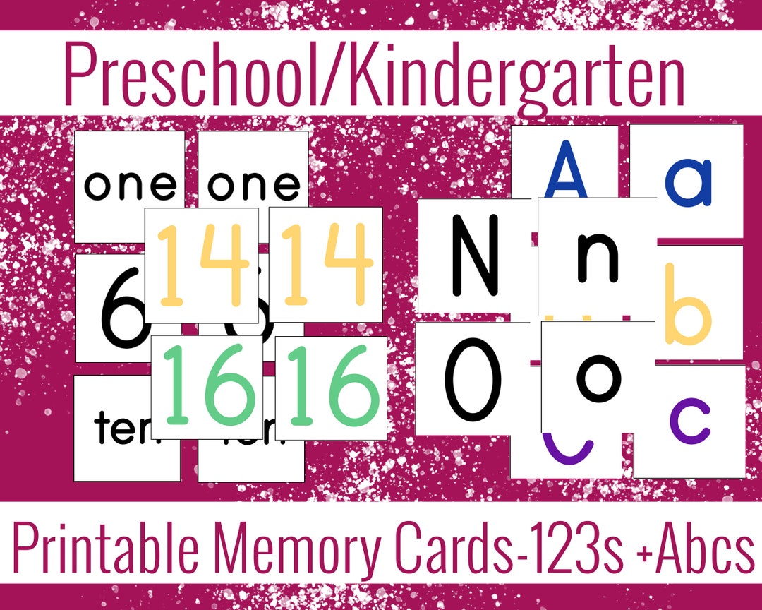 Preschool Memory and Matching Card Game Set of 2 Numers 1-20 - Etsy