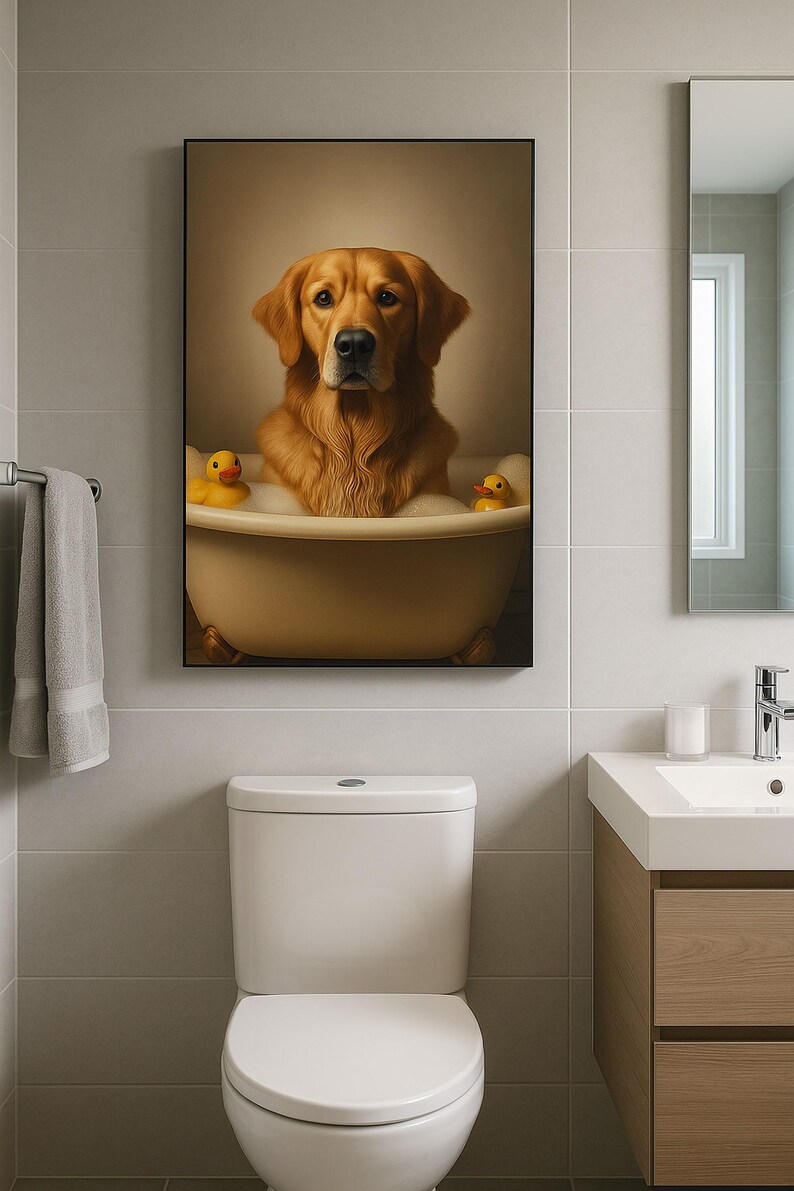 Custom Dog Bath Portrait – Funny Pet Memorial or Gift | Digital Pet Art ...
