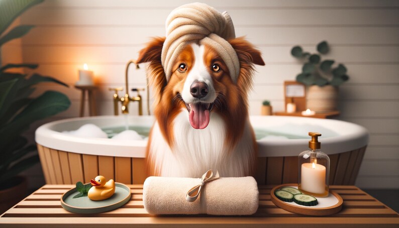 Custom Dog Spa Day Photo – Funny Pet Art From Photo | Relaxing Digital ...