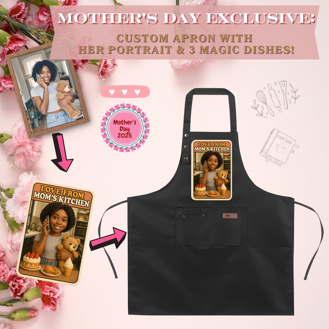 Custom Cartoon Apron, Apron With Name, Unique Chef Gift With Signature ...