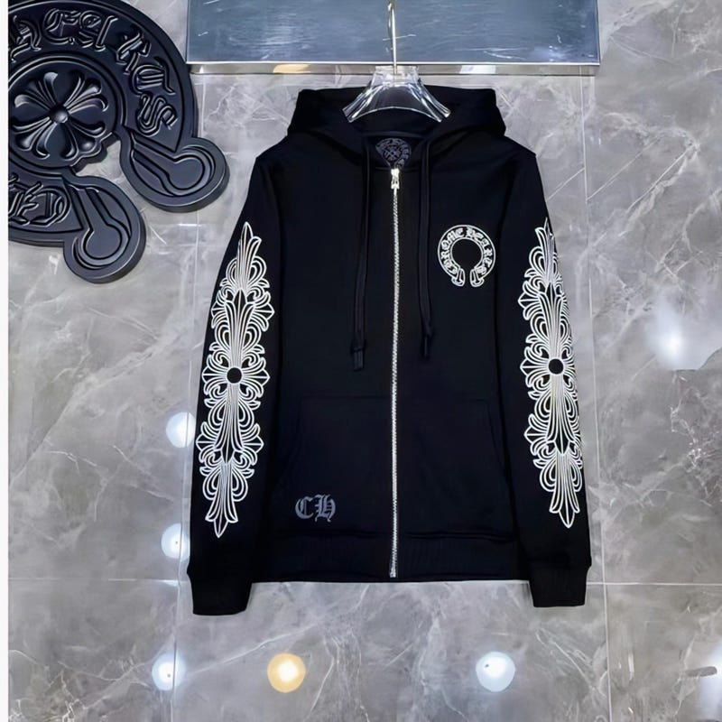 Chrome Heart Hoodie Black - Etsy