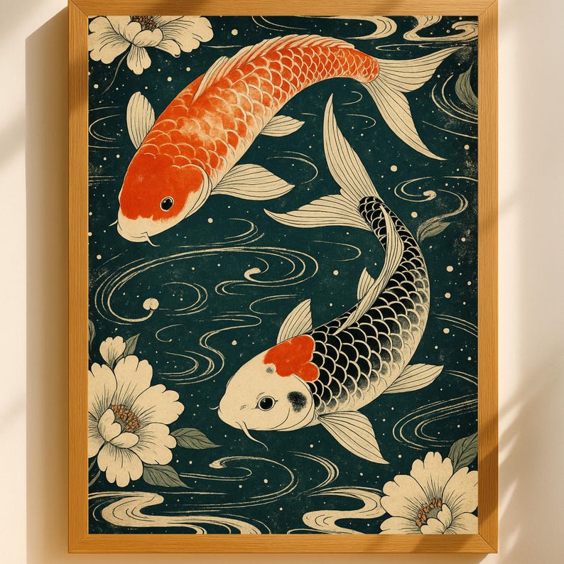 Japanese Koi Fish Art Print Digital Download – Traditional Japanese ...
