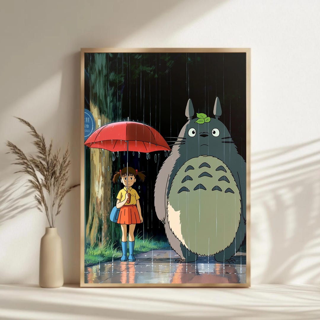 My Neighbor Totoro Rain Scene Anime Poster Girl With Umbrella Studio ...