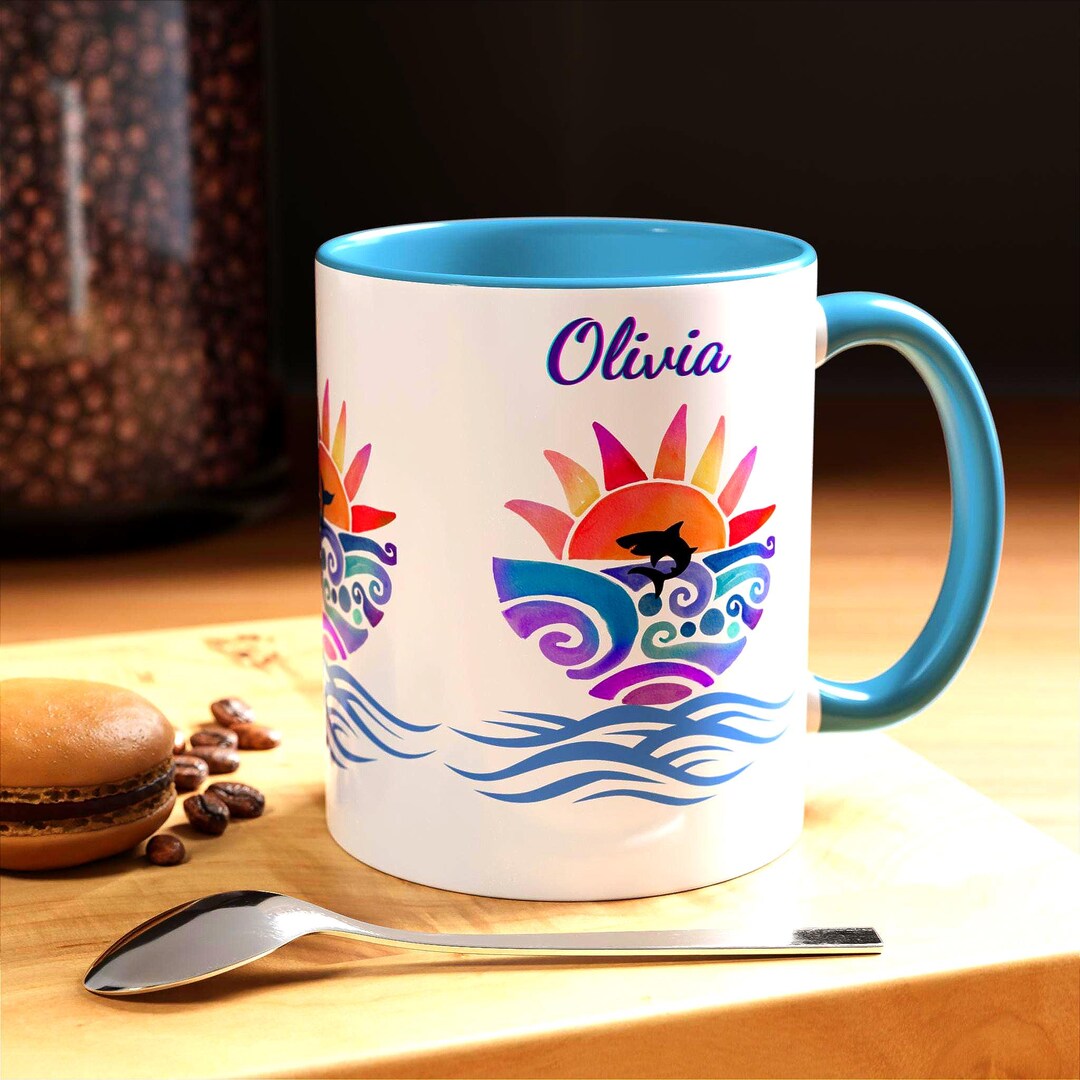 Personalized Sunset Sea Creatures Coffee/tea Mug, Nature Lover Mug ...