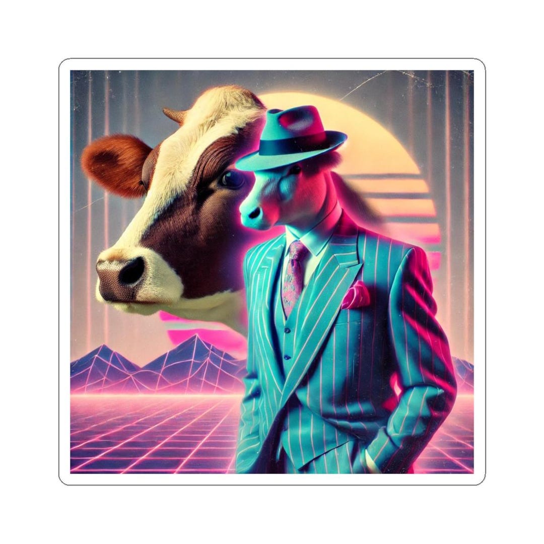 Moo Money, Moo Problems 80s Retro Cow in Power Suit Quirky Decor ...