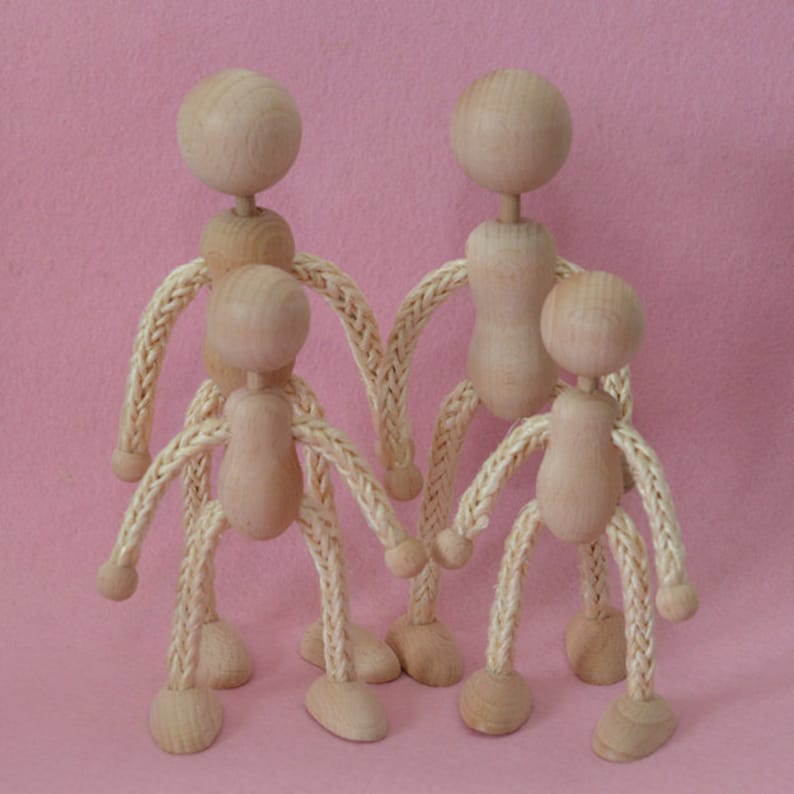 Bendy Doll Bases Family of 4 Dollhouse Doll Base Wood - Etsy