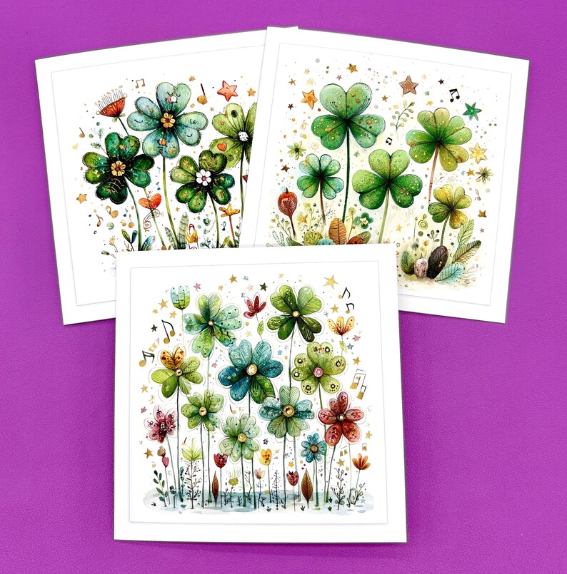 Harmony Leaf Shamrocks Notecards, Set of 10, 5x5 - Etsy