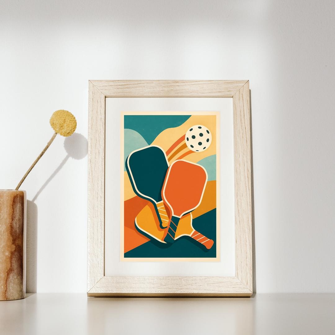 Modern Pickleball Poster Digital Download | Retro Graphic Wall Art ...