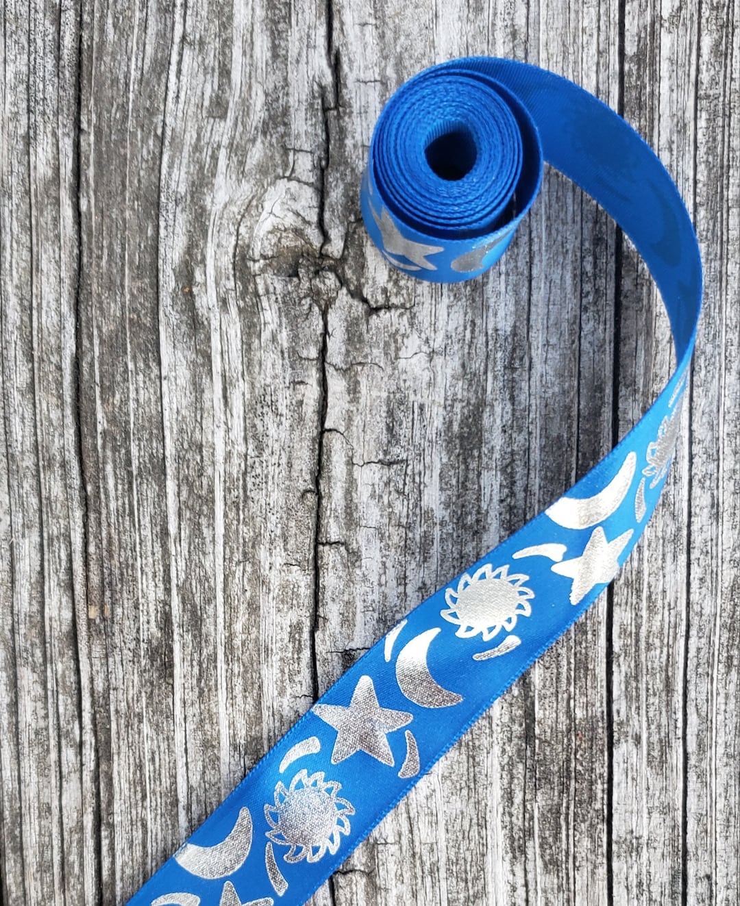 Royal Blue Satin Ribbon With Stars and Moons 7/8 Inch - Etsy