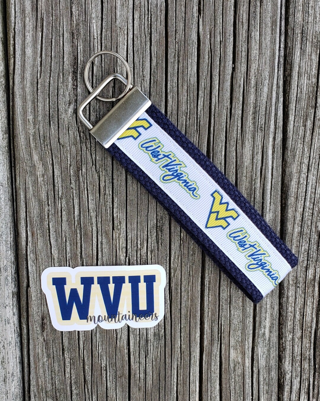 WVU Comes With Sticker/ West Virginia University Key Fob - Etsy Australia