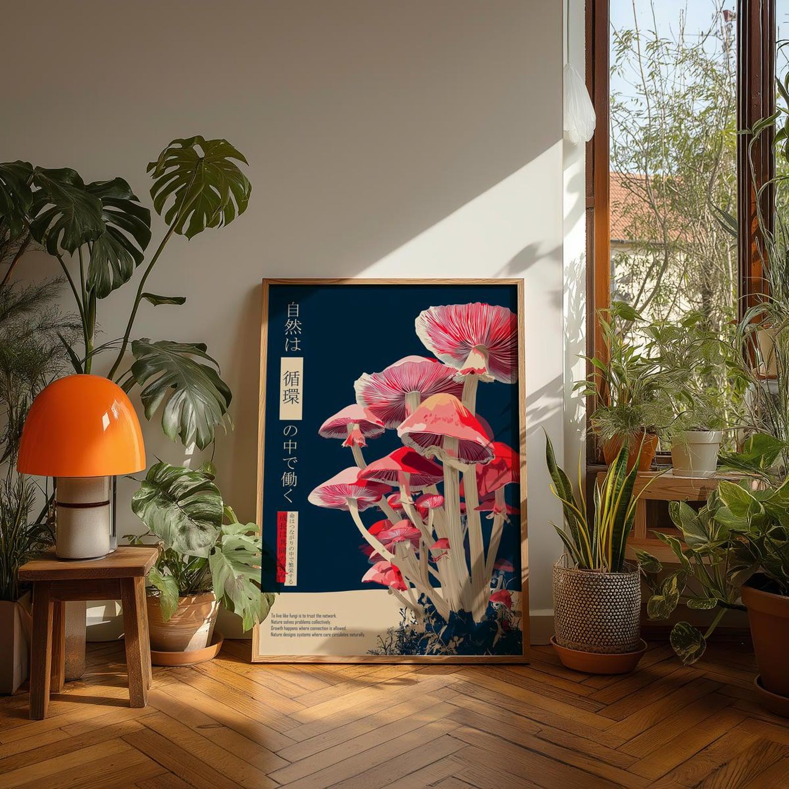 Mycology Poster, Fungi Wall Art | Japanese Style Nature Print ...