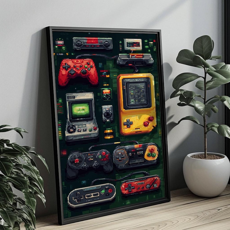 Pixel Art Retro Gaming Console Poster: 80s-90s Gamer Decor - Etsy