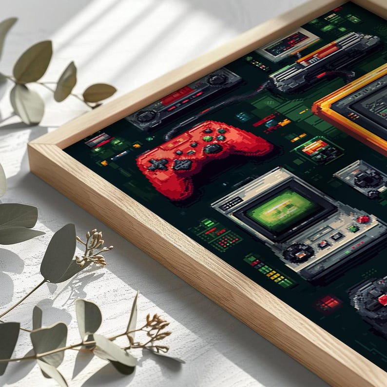 Pixel Art Retro Gaming Console Poster: 80s-90s Gamer Decor - Etsy