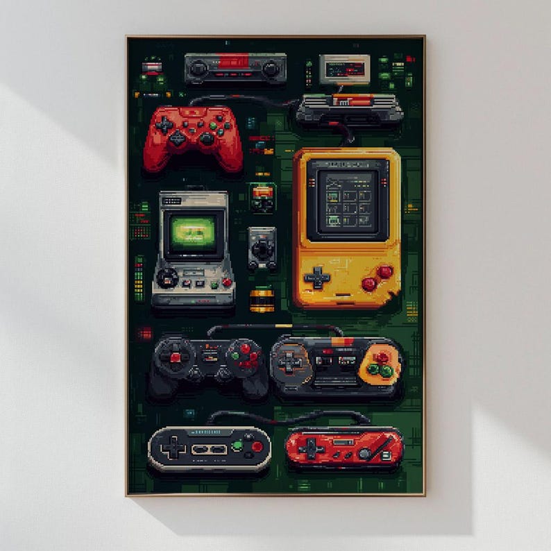Pixel Art Retro Gaming Console Poster: 80s-90s Gamer Decor - Etsy