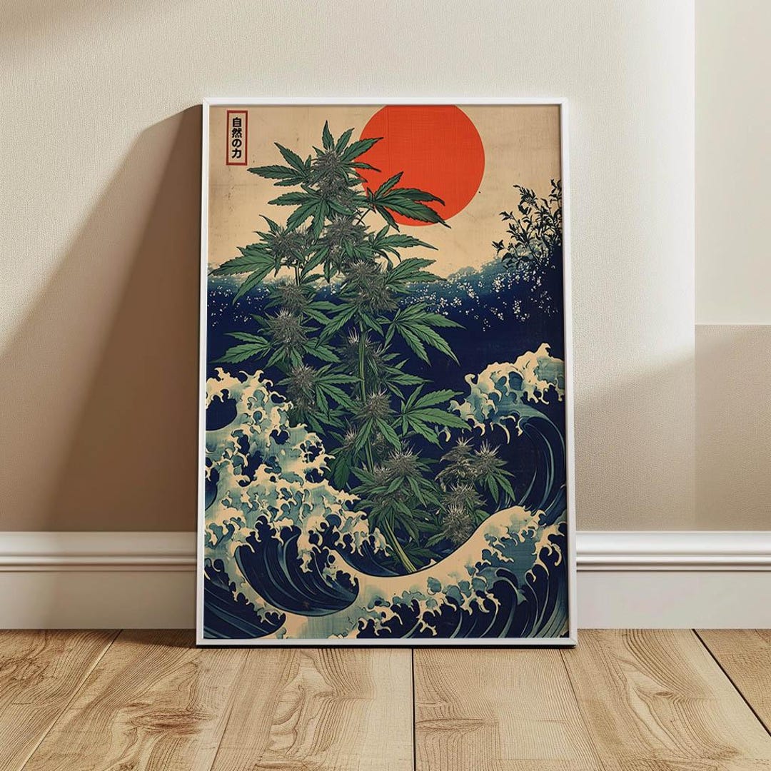 Cannabis Wall Art: the Great Wave & the Hemp Plant, Japanese Ukiyo-e ...