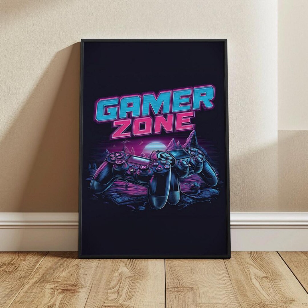 Gamer Zone Neon Poster: Retro Gaming Controller Vaporwave Print - Etsy