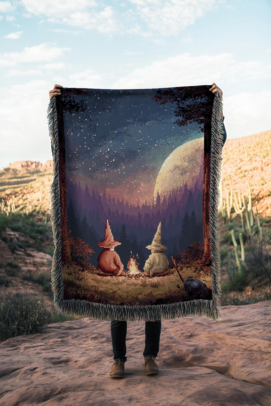 Pixel Game Wizards Throw Blanket, Dark Fantasy Wizard Pixel Art Gamer ...