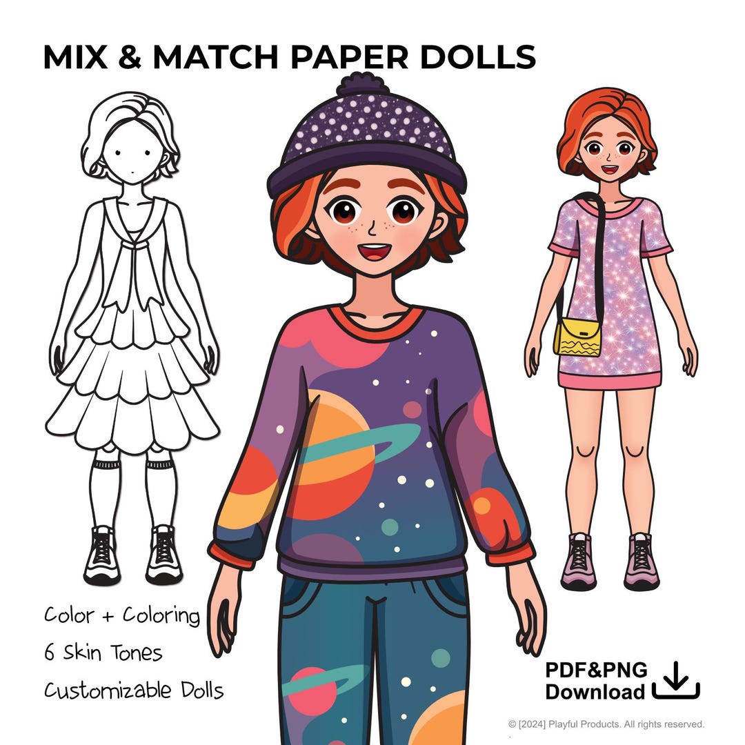 Mix & Match Paper Dolls, Printable Pretend Play Activity, DIY ...