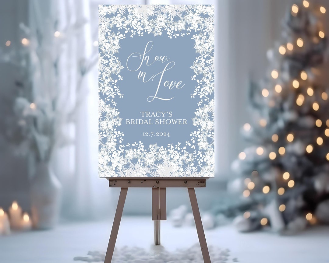 Snow in Love Bridal Shower Welcome Sign, Winter Bridal Shower Decor ...