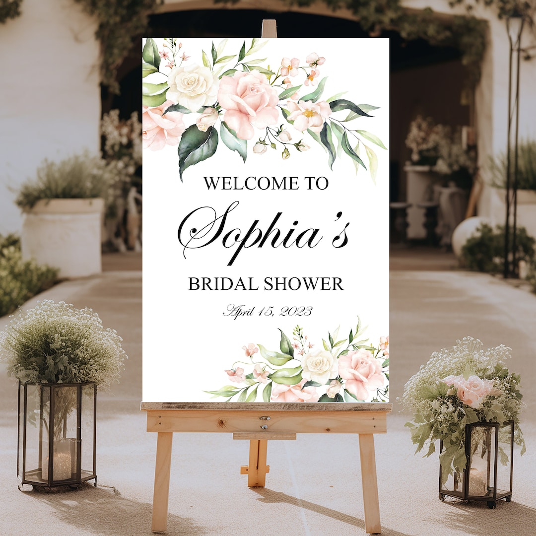 Bridal Shower Welcome Sign, Blush Floral, Bridal Shower Decor, Poster ...