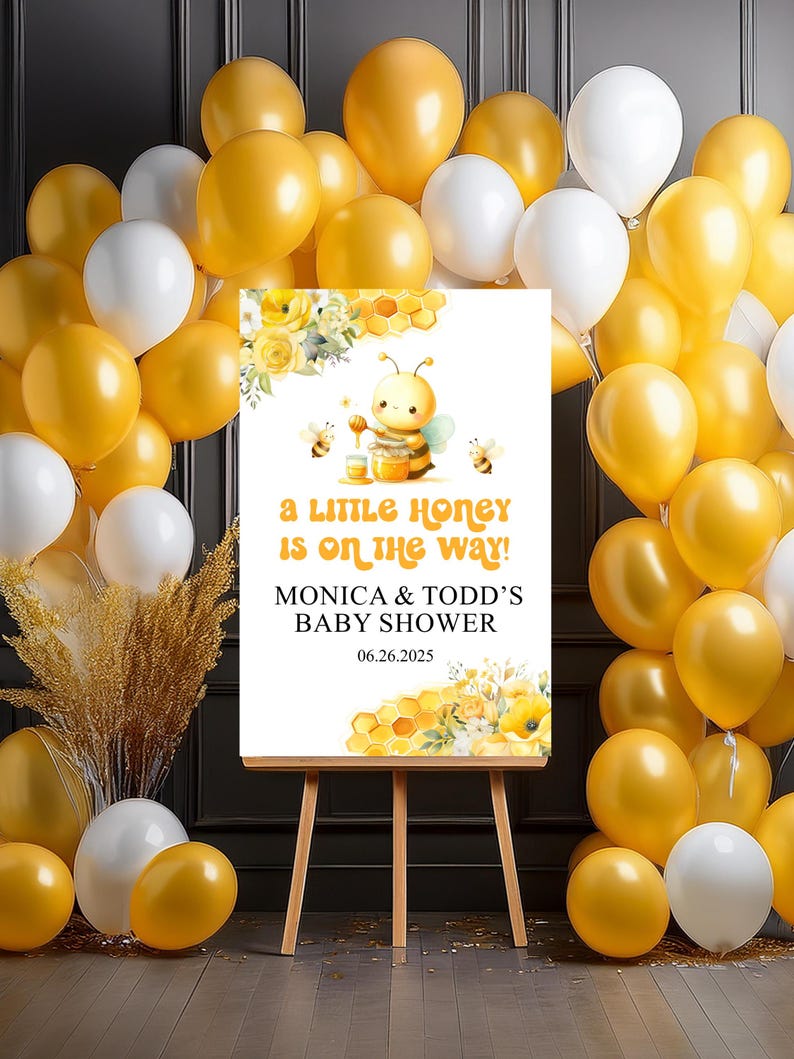 Bumble Bee Baby Shower Welcome Sign, Personalized Bee Themed Decor ...