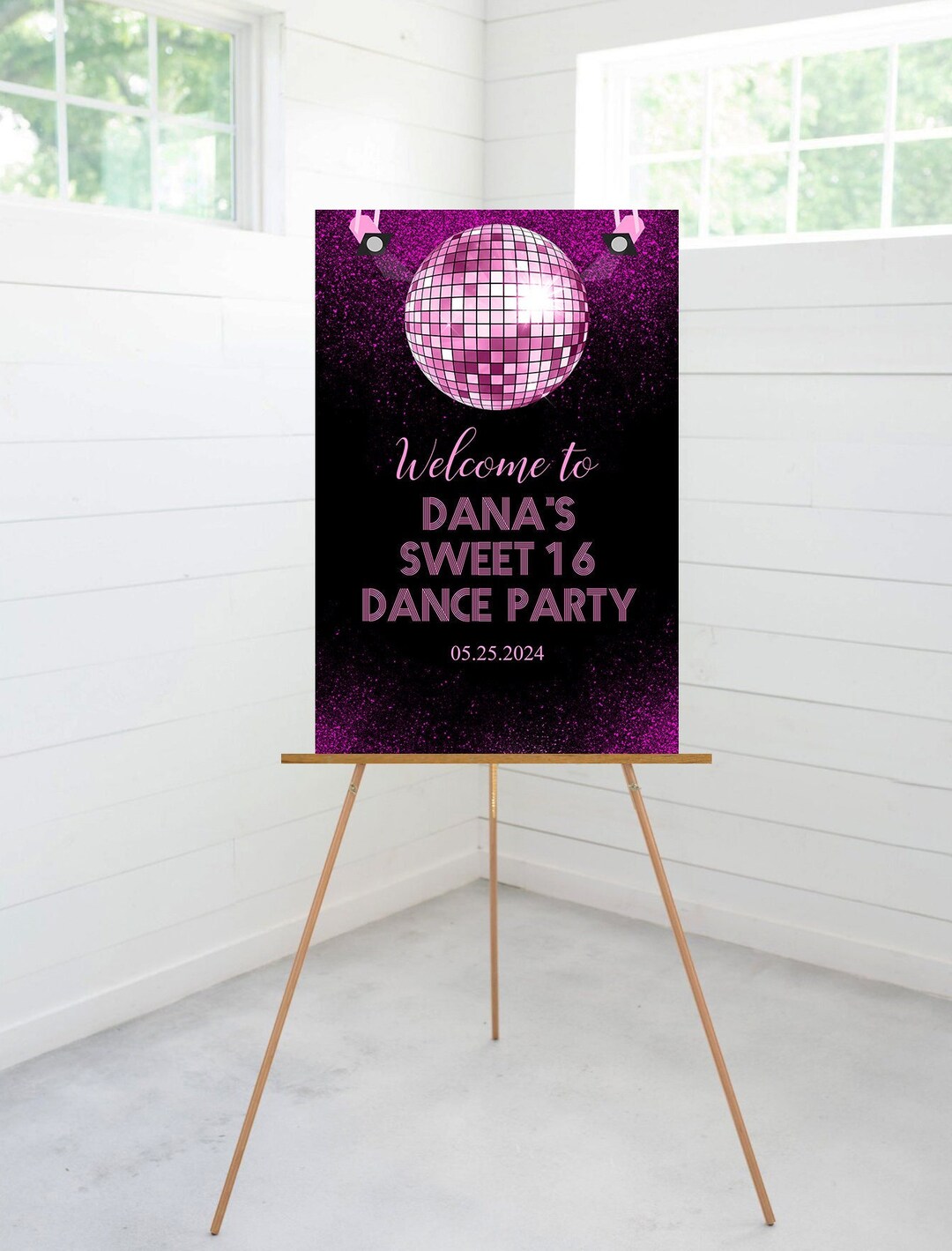 Pink Disco Ball Birthday Party Welcome Sign, Birthday Party Decor, Foam ...