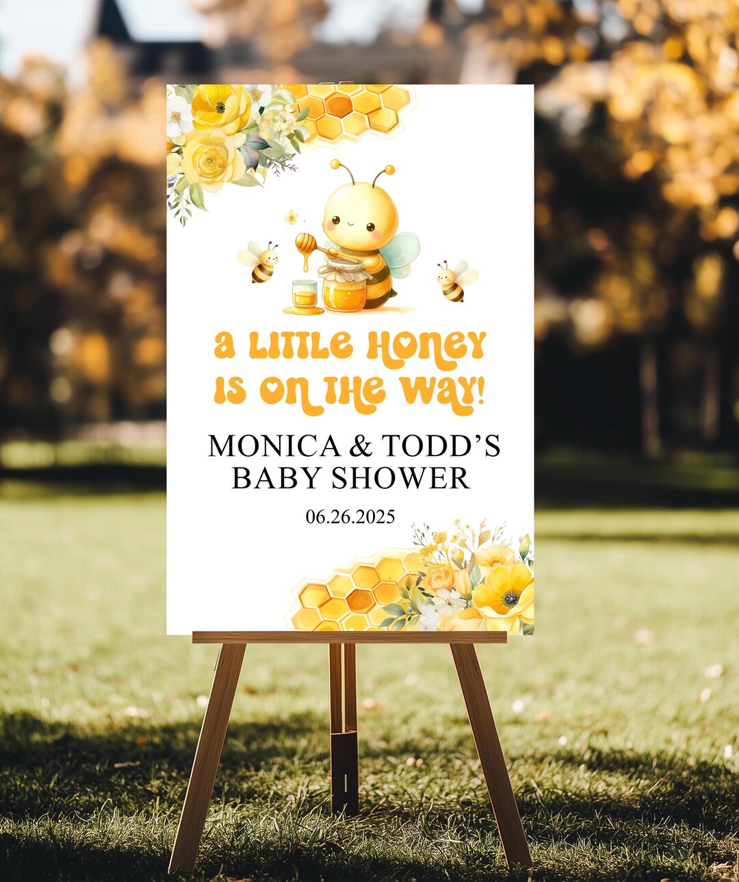 Bumble Bee Baby Shower Welcome Sign, A Little Honey is on the Way, Baby ...